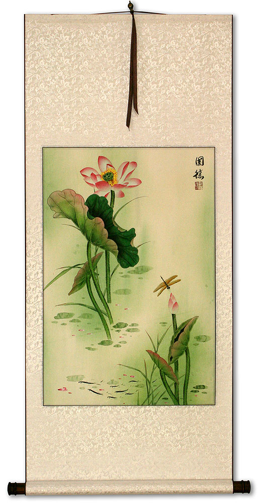 Lotus Flowers Wall Scroll - Asian Art