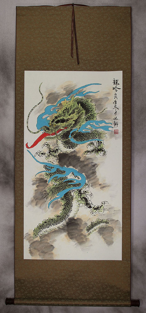 Dragon's Roar - Chinese Dragon Wall Scroll - Asian Art