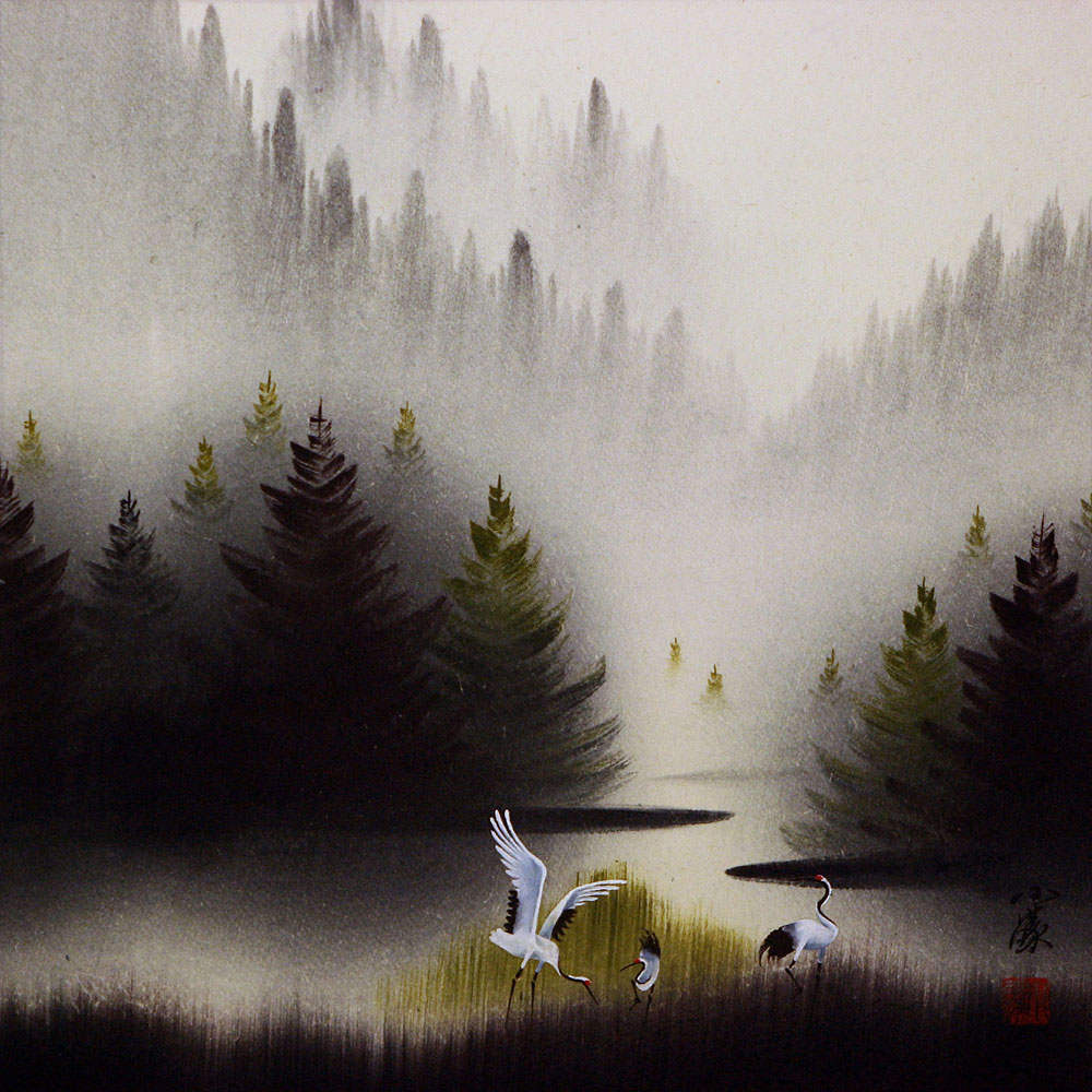 Cranes Landscape - Dawn of Spring - Asian Art Painting - Asian Art