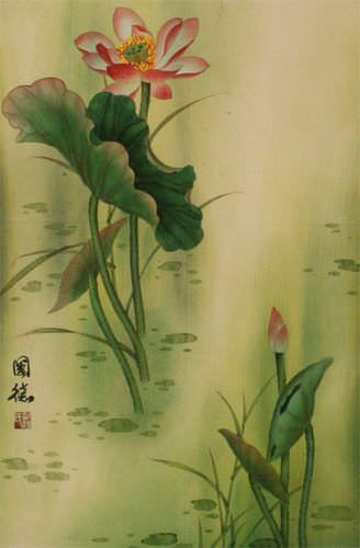 Chinese Lotus Wall Scroll - Chinese Artwork