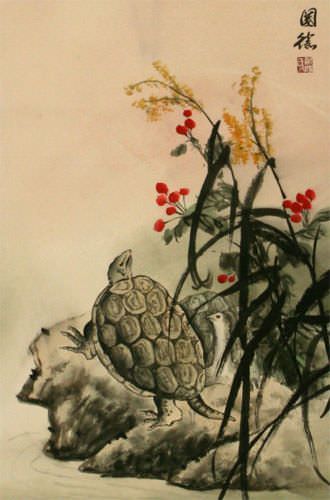 Turtles Wall Scroll - Chinese Artwork