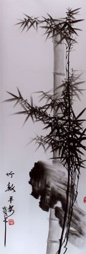 Bamboo Charcoal Drawing Wall Scroll - Asian Art