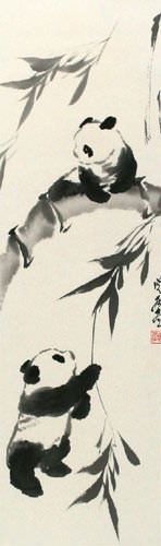 Chinese Panda Wall Scroll - Asian Art