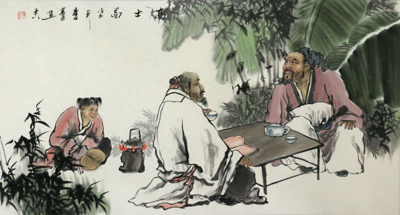 Men Talking Philosophy/Poetry - Large Painting