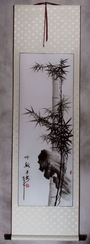 Bamboo Charcoal Drawing Wall Scroll - Asian Art